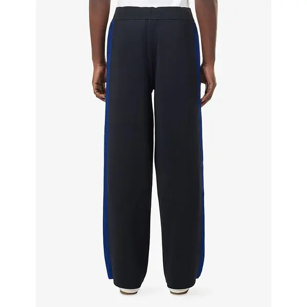 WALES BONNER Crochet-stripe Knitted Track Pants - Navy