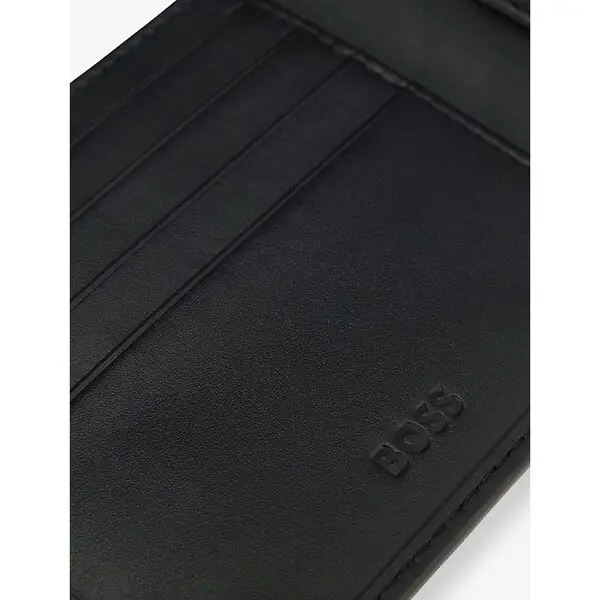 BOSS Logo-plaque Leather Folding Wallet