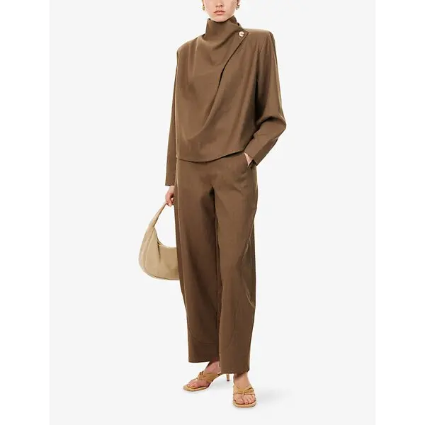 THE COUTURE CLUB Check Funnel-neck Woven Top