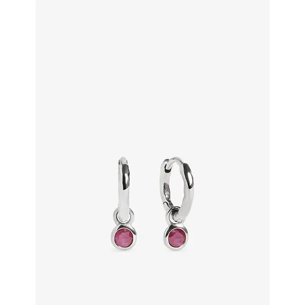 Monica Vinader Sterling And Ruby Huggie Earrings