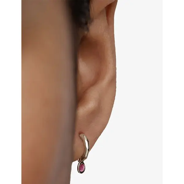 Monica Vinader Sterling And Ruby Huggie Earrings