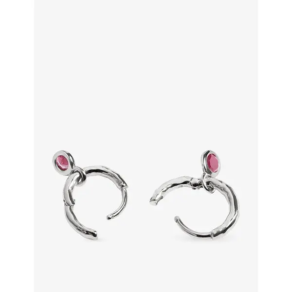 Monica Vinader Sterling And Ruby Huggie Earrings