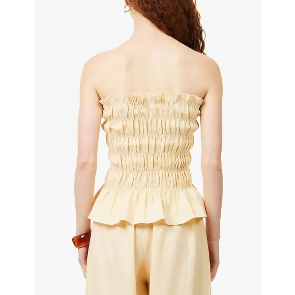 Faithfull The Brand Tiera Linen Ruched Top