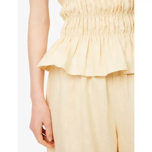 Faithfull The Brand Tiera Linen Ruched Top
