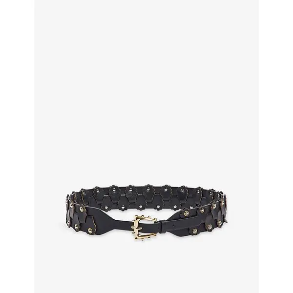 Sandro Interlaced Stud-embellished Leather Belt