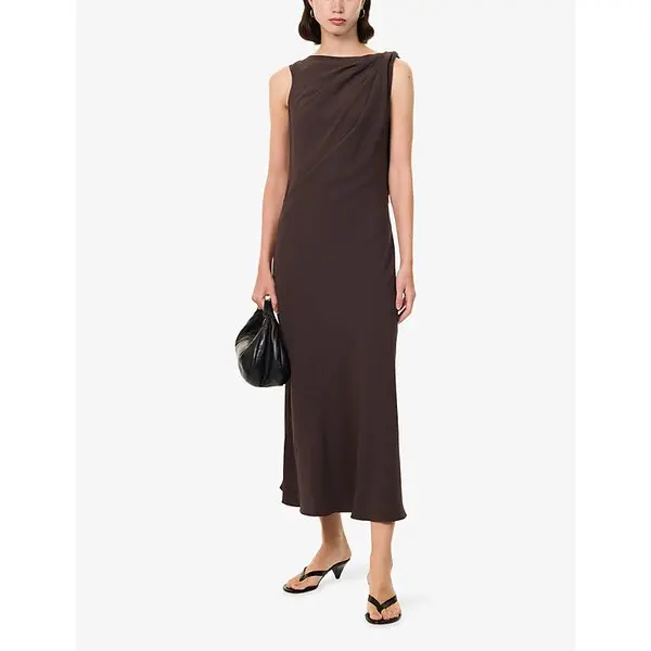 Theory Twist Crepe Woven Maxi Dress