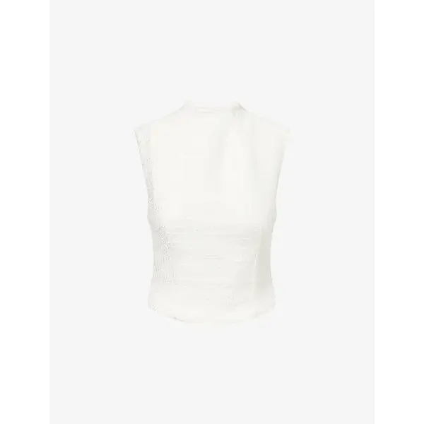 Oddmuse Sleeveless High-neck Bouclé Top
