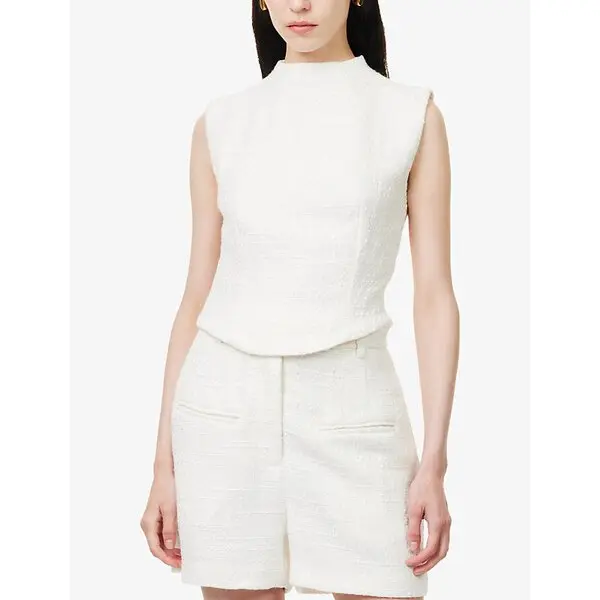 Oddmuse Sleeveless High-neck Bouclé Top