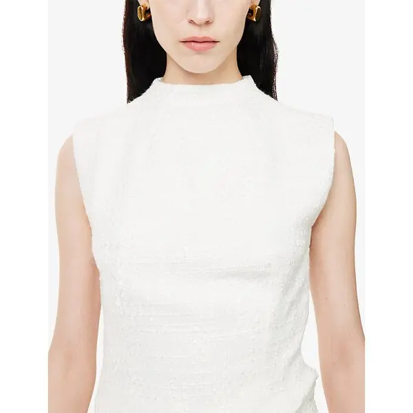 Oddmuse Sleeveless High-neck Bouclé Top