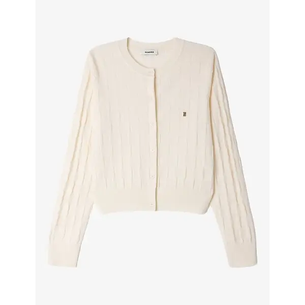 Sandro Cropped Wool Cardigan - Ecru