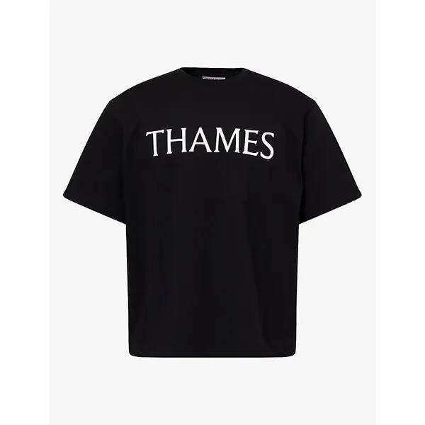 THAMES Logo-print Crew-neck Cotton T-shirt