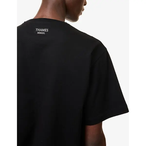 THAMES Logo-print Crew-neck Cotton T-shirt