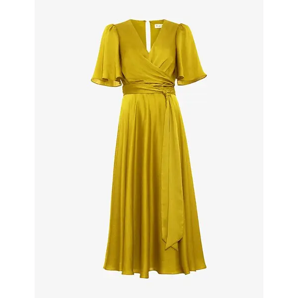 PHASE EIGHT Textured Wrap Woven Midi Dress