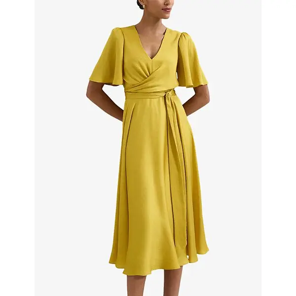 PHASE EIGHT Textured Wrap Woven Midi Dress