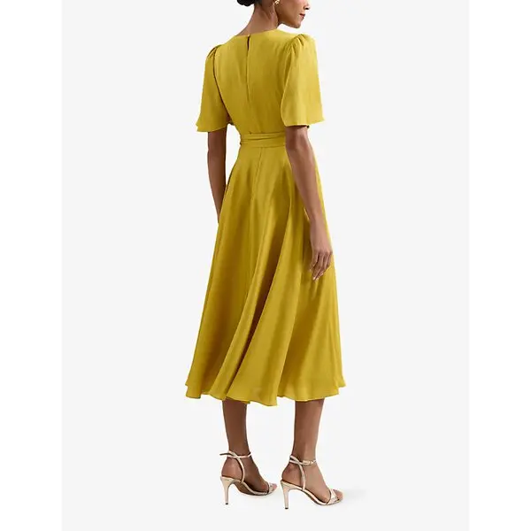 PHASE EIGHT Textured Wrap Woven Midi Dress