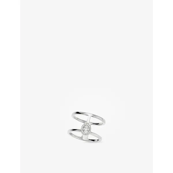 Messika Glam'azone Two-row Gold Diamond Pavé Ring - White