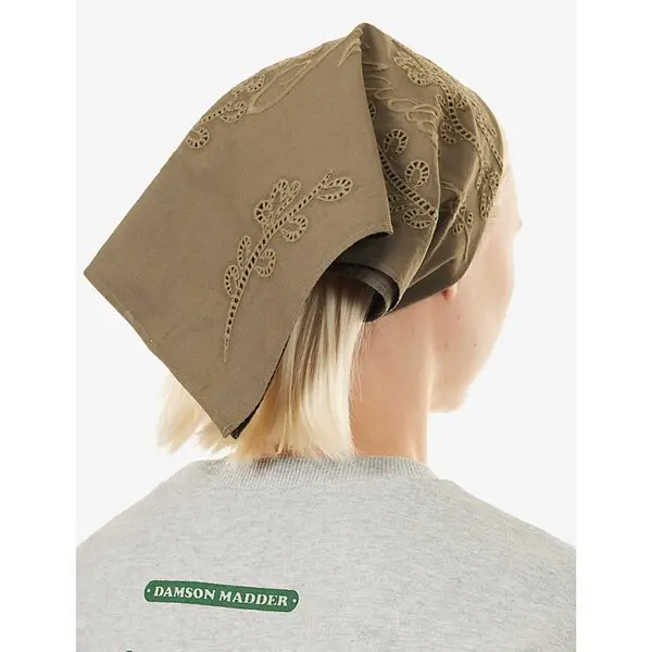 DAMSON MADDER Embroidered Cotton Headscarf
