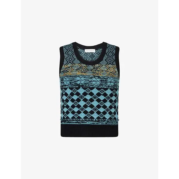 Dries Van Noten Mahoba Intarsia-knit Wool Vest