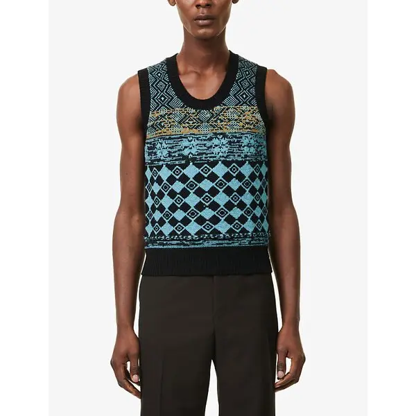 Dries Van Noten Mahoba Intarsia-knit Wool Vest