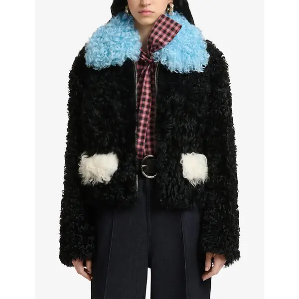 Marni Short Contrast Lamb-shearling Jacket