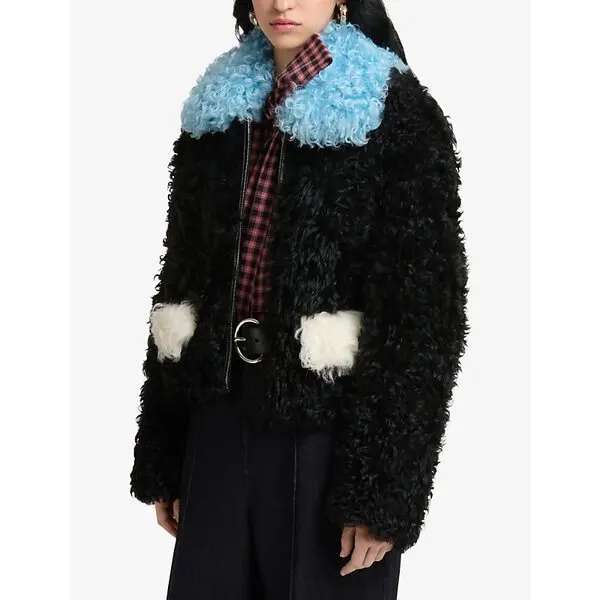 Marni Short Contrast Lamb-shearling Jacket
