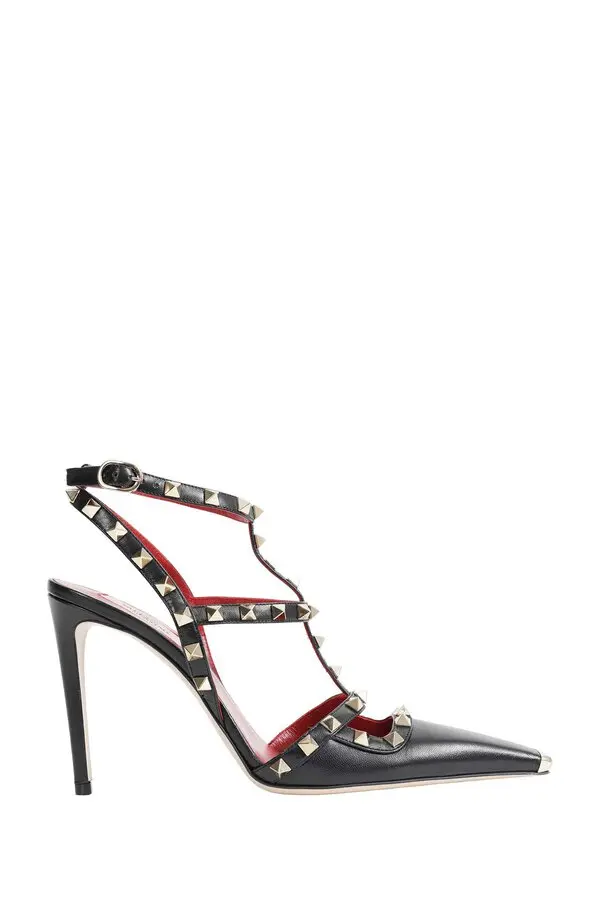 Valentino Garavani Rockstud Kidskin Pumps With Studded Ankle Strap