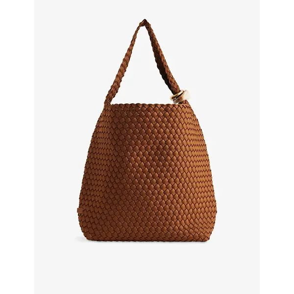 NAGHEDI Nomad Beaded Medium Woven Hobo Bag - Teak