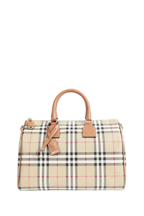 Burberry Medium Check Bowling Bag - Brown