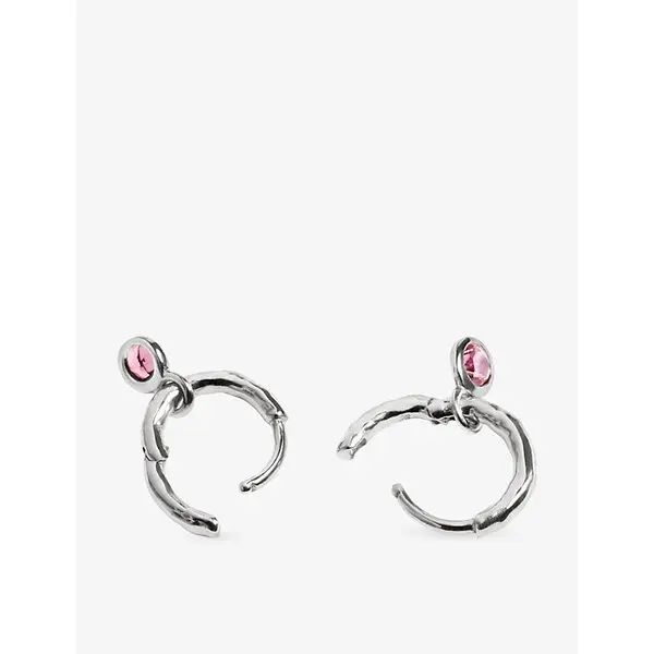 Monica Vinader Sterling And Pink Tourmaline Huggie Earrings