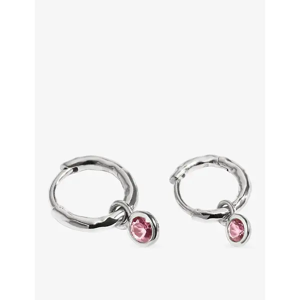 Monica Vinader Sterling And Pink Tourmaline Huggie Earrings