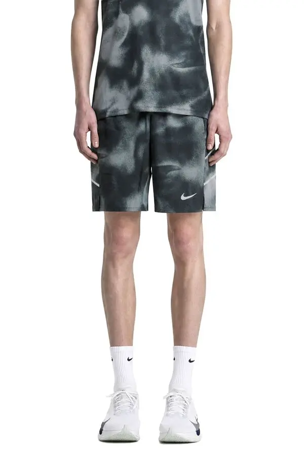 Nike Miler Dri-fit Running Shorts With Graphic Print - Grey