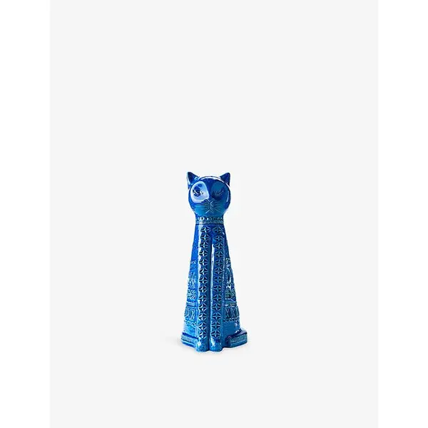 BITOSSI CERAMICHE Figura Di Gatto Egizio Ceramic Sculpture Figurine - Blue