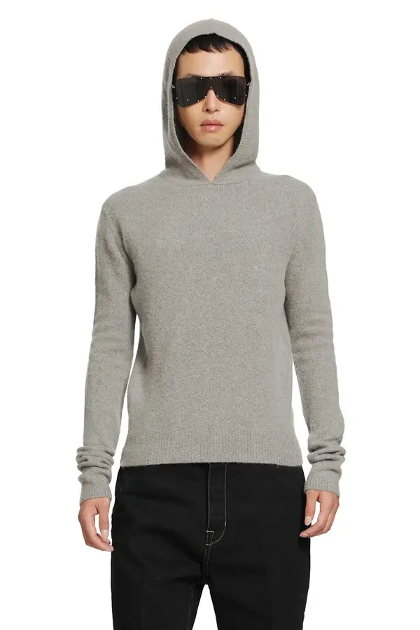 Rick Owens Tower Hooded Pulll In Felt Cashmere