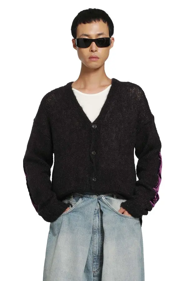 MAISON MARGIELA Mohair Blend Velvet Patch Cardigan