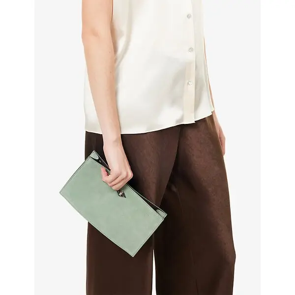METIER Ease 24 Suede Pouch With Turn-lock Closure - Terra