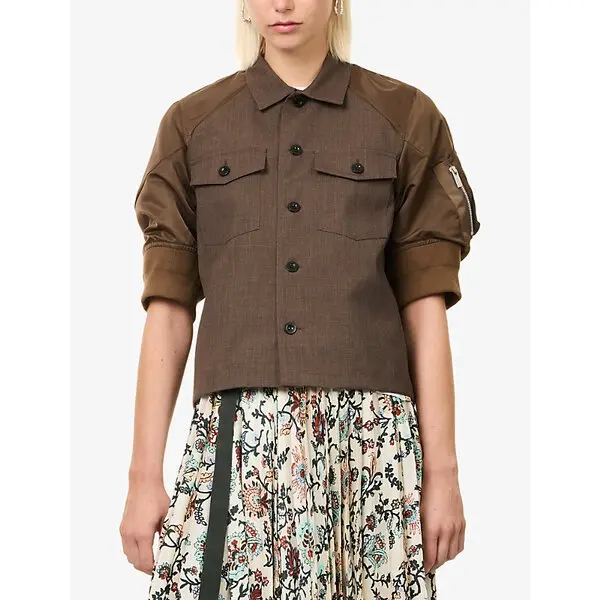 Sacai Wool Shirt With Contrasting Sleeves