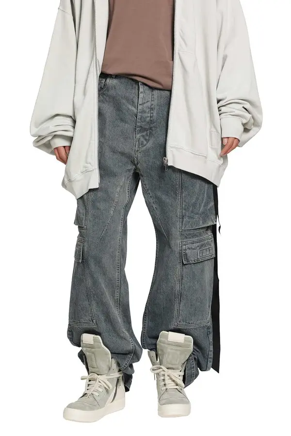 Rick Owens Tower Cargo Jeans In Mineral Indigo