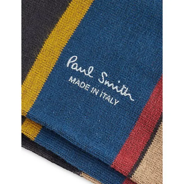 Paul Smith Signature Striped Stretch Cotton-blend Crew Socks