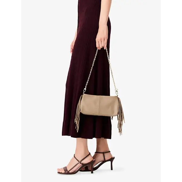 Maje Leather Pouch Bag With Tassel Embellishments
