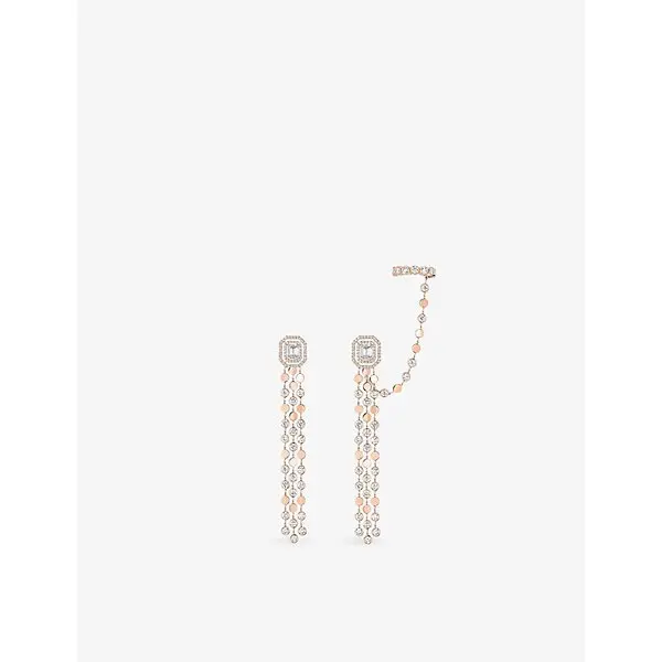 Messika D-vibes Multi-row Gold And Diamond Earrings - Pink
