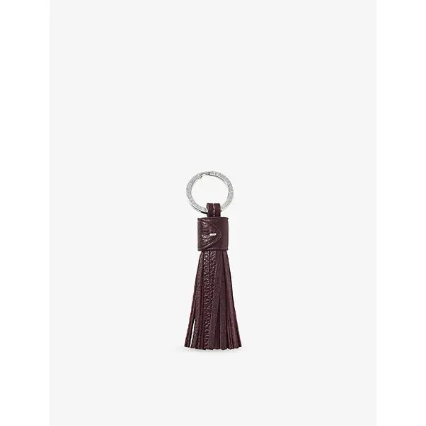 ASPINAL OF LONDON Hudson Tassel Leather Keyring - Wine