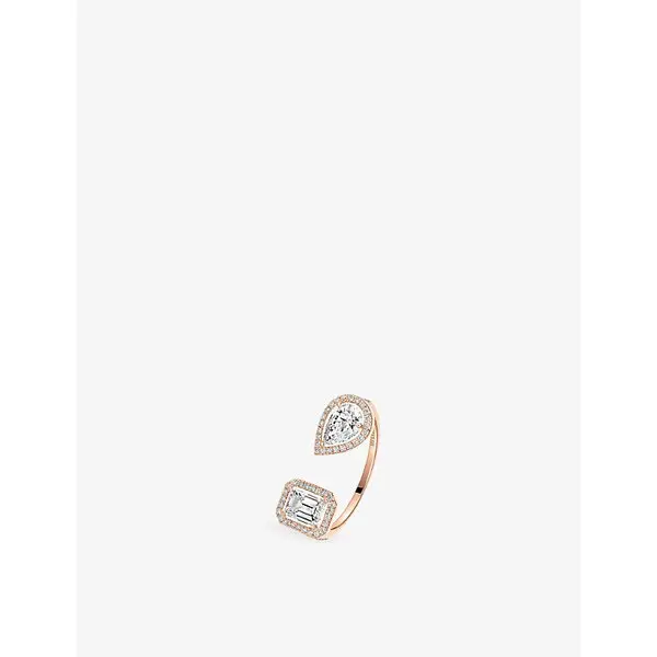 Messika My Twin Large Open Ring In 18ct Gold And 1ct Diamond - Pink