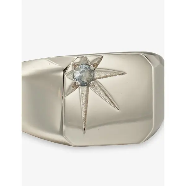 SERGE DENIMES Guardian Polished Sterling And Cubic Zirconia Ring