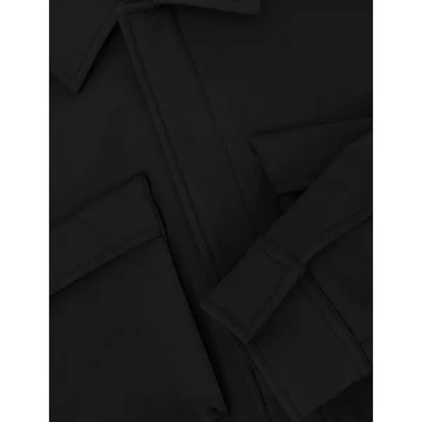 REISS Divide Patch-pocket Button-up Stretch-woven Overshirt - Black
