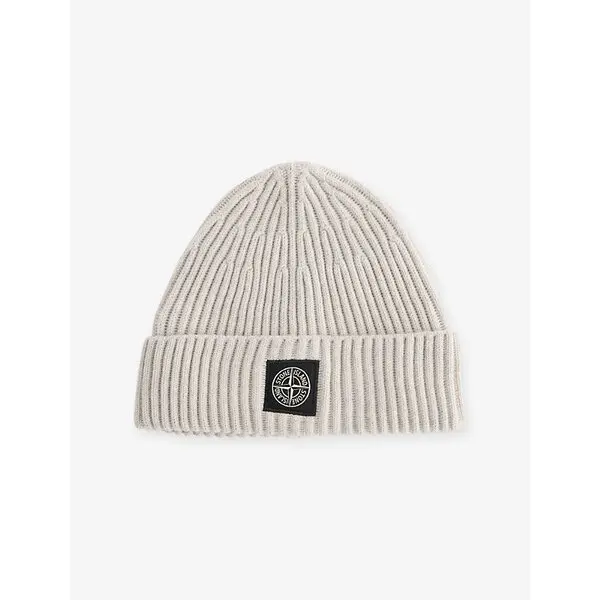 Stone Island Logo-patch Ribbed Wool Beanie Hat