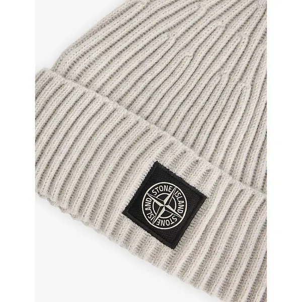 Stone Island Logo-patch Ribbed Wool Beanie Hat