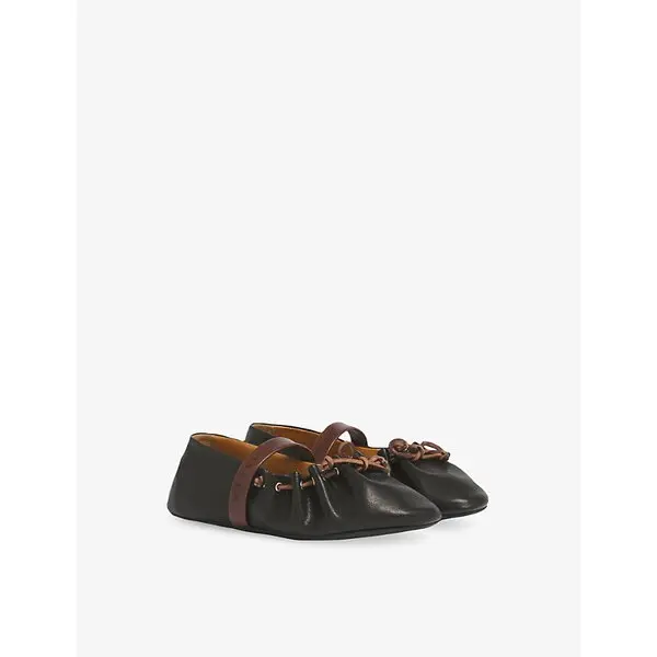 Marni Leather Ballet Flats With Drawstring Detail