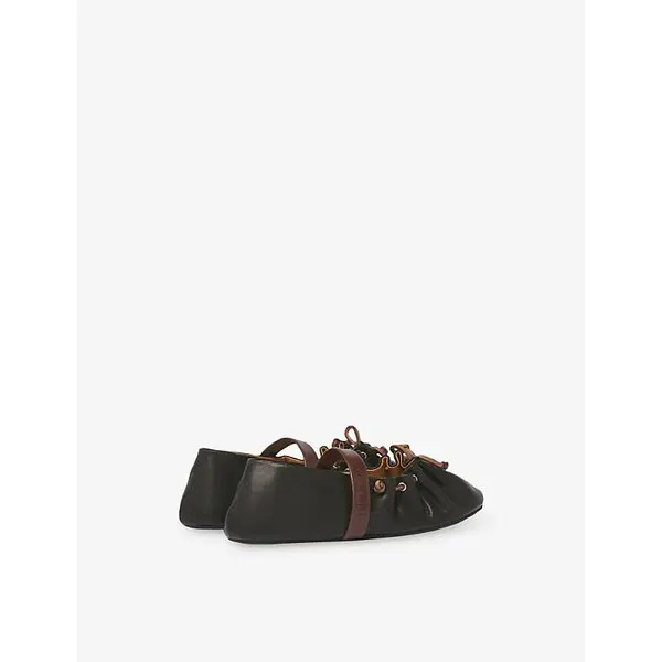 Marni Leather Ballet Flats With Drawstring Detail