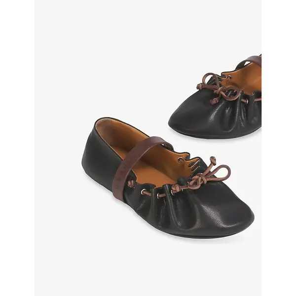 Marni Leather Ballet Flats With Drawstring Detail