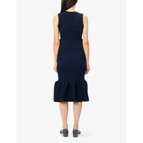 CFCL Fluted Mermaid Knitted Midi Dress - Navy
